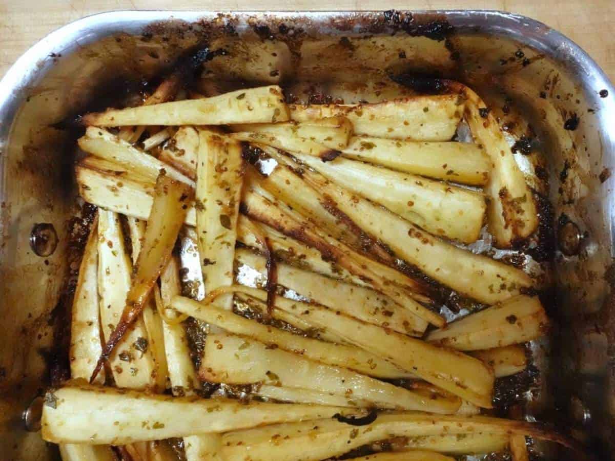 Amazing Roasted Parsnips with a Honey and Mustard Glaze