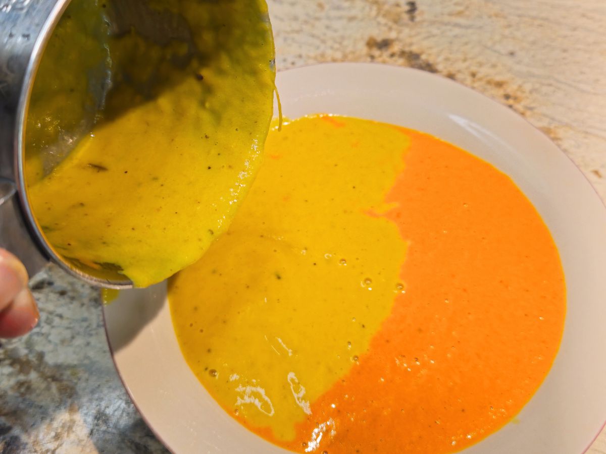Roasted Bell pepper soup, a two in one twist